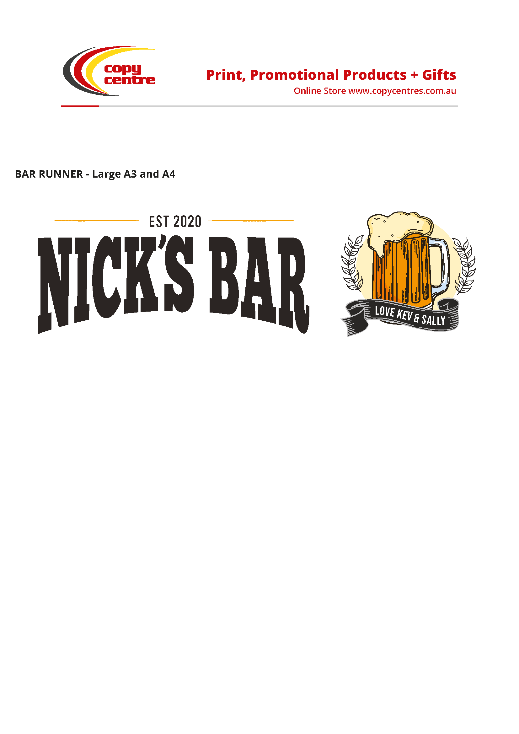 Bar Runner – Copy Centres